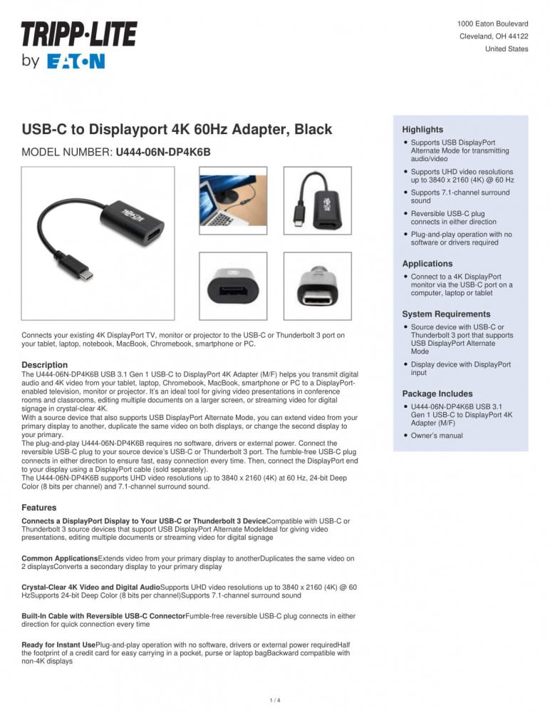 U444-06N-DP4K6B technical document page 1