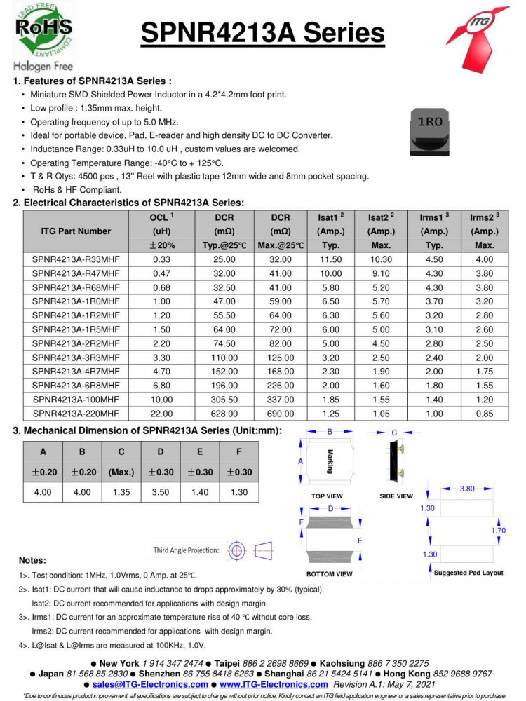 SPNR4213A datasheet page 1