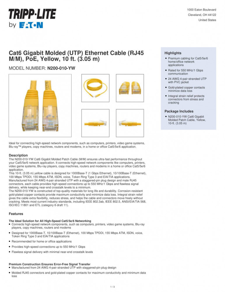 N200-010-YW technical document page 1