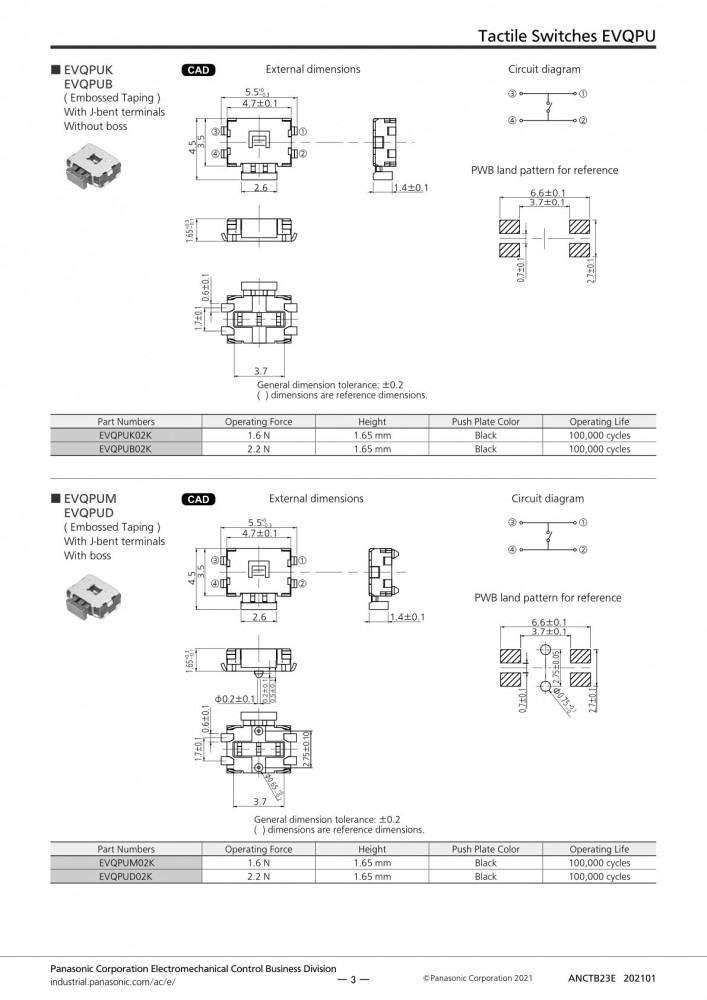 EVQPUJ02K technical document page 3