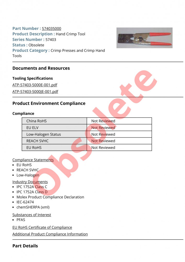 Technical document page 1 for Molex 574035000