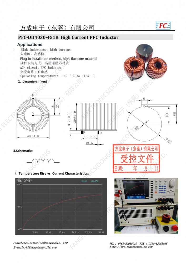 PFC-DH4030-451K manufacturer document page 1