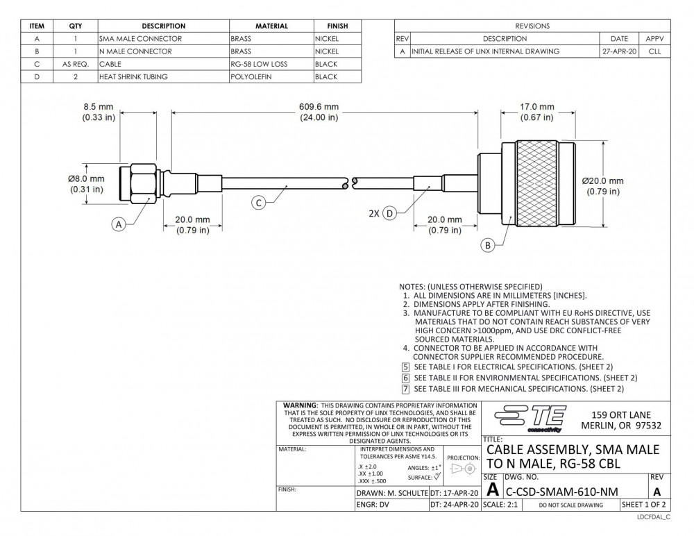CSD-SMAM-610-NM technical drawing, sheet 1 of 2