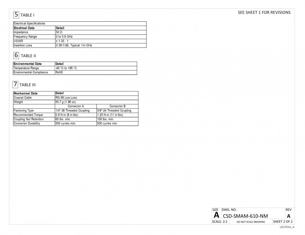 CSD-SMAM-610-NM technical drawing, sheet 2 of 2