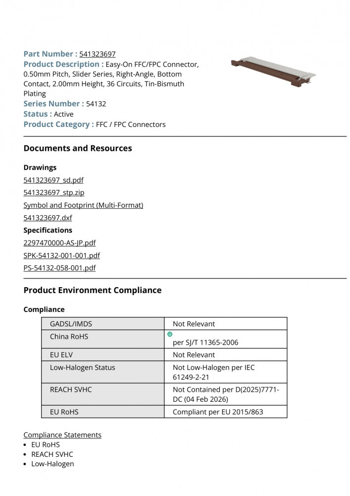 MOLEX 541323697 technical document image 1