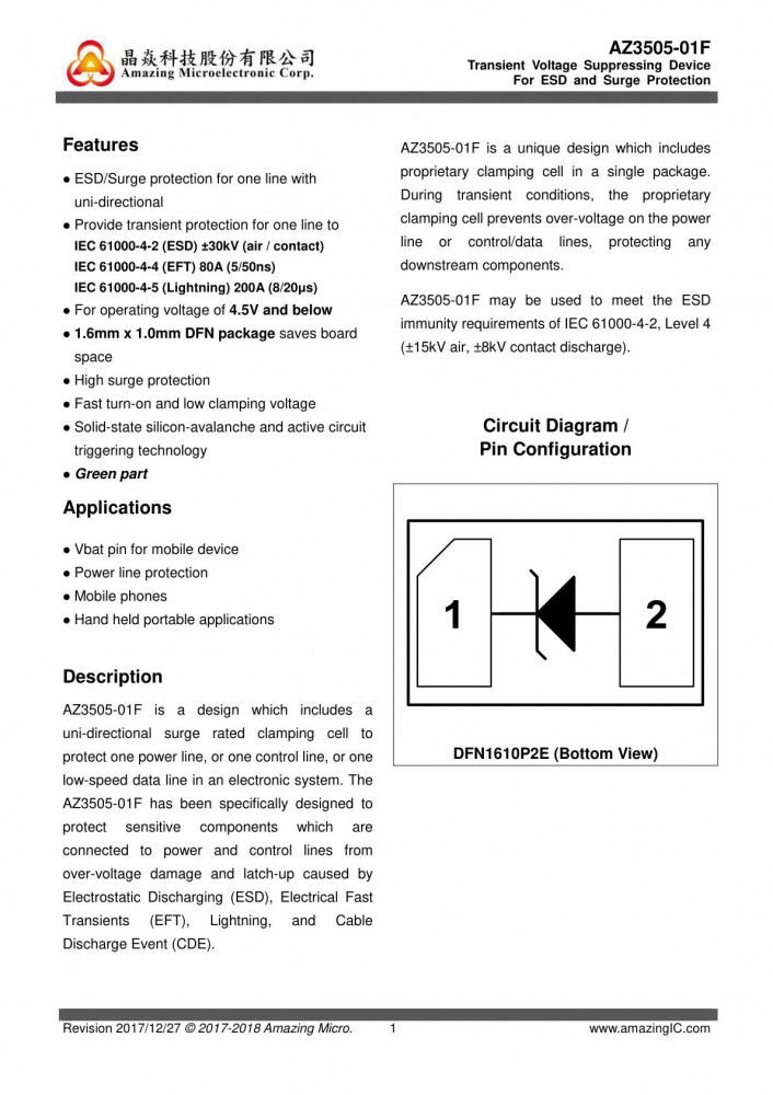 AZ3505-01F datasheet page 1