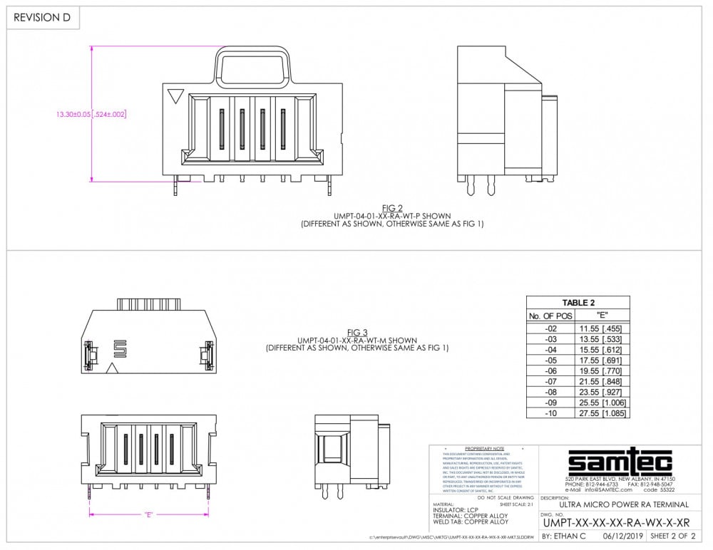 Samtec UMPT dimensional drawing page 2