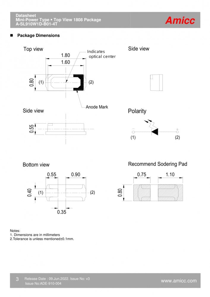 A-SL910W1D-B01-4T datasheet page 3