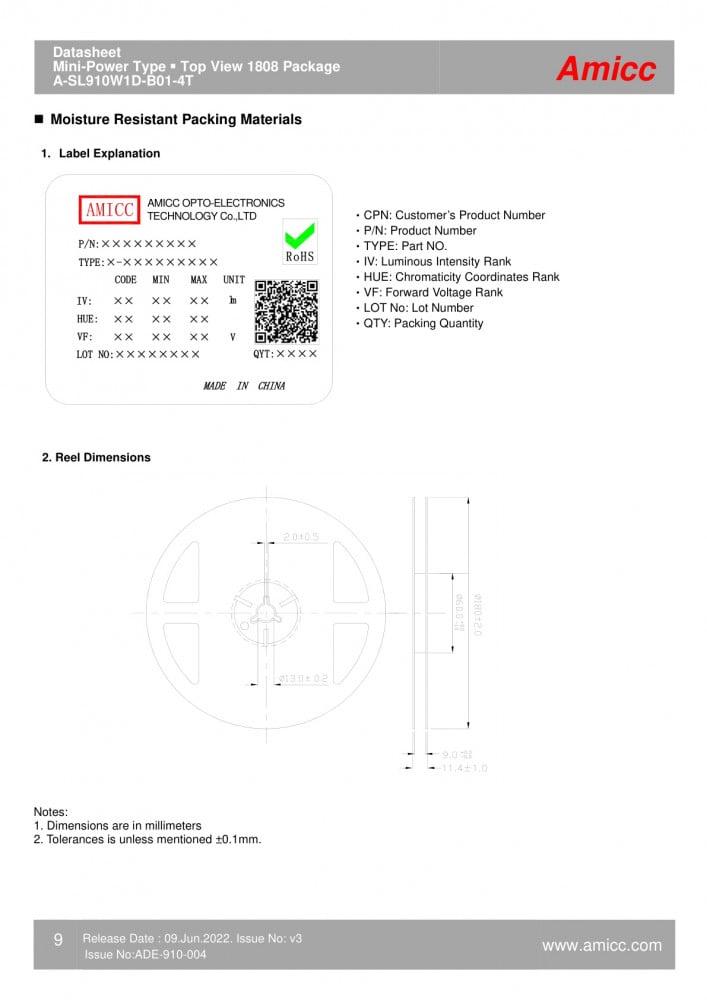 A-SL910W1D-B01-4T datasheet page 9