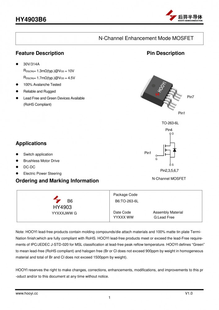 HY4903B6 datasheet page 1