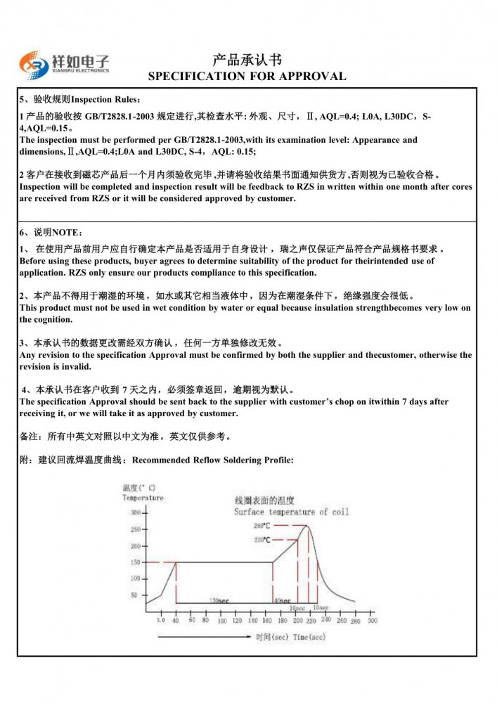 XR1360-150M specification document, page 6