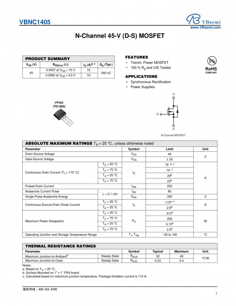 VBNC1405 datasheet page 1