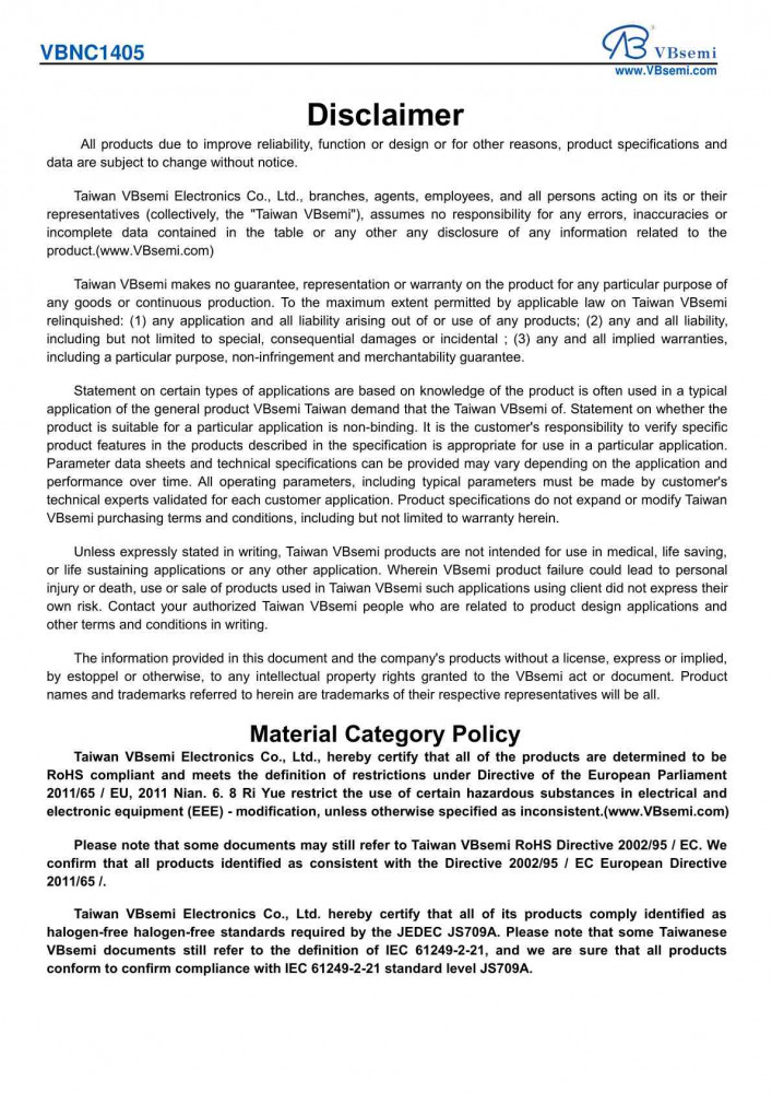 VBNC1405 datasheet page 6