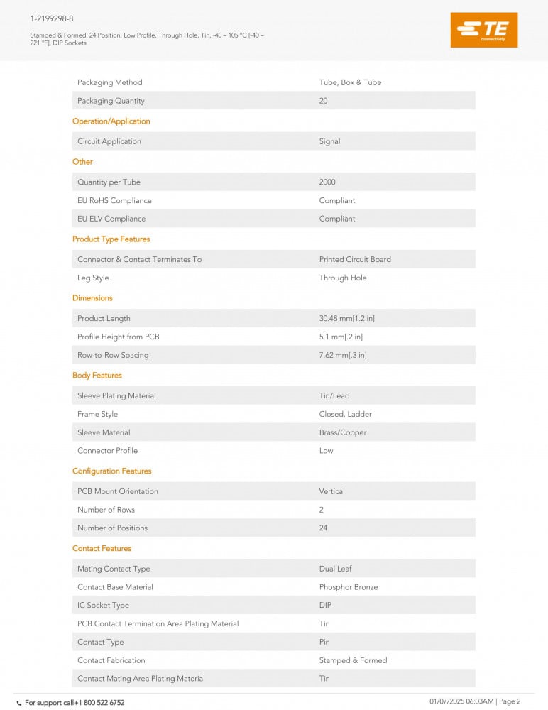 TE Connectivity 1-2199298-8 technical document page 2