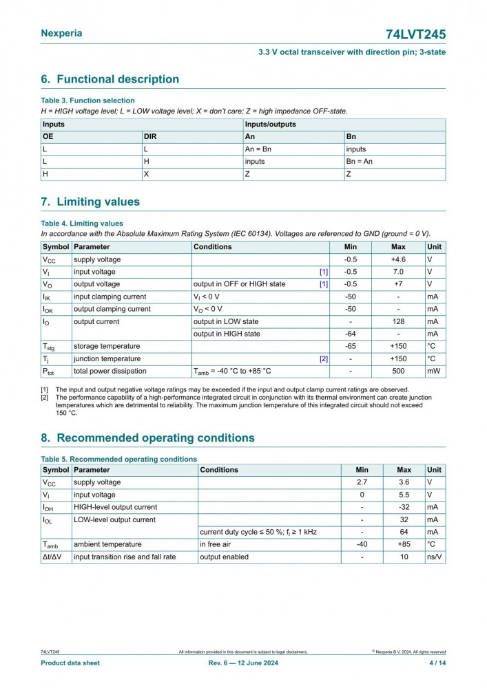 74LVT245PW,118 datasheet page 4