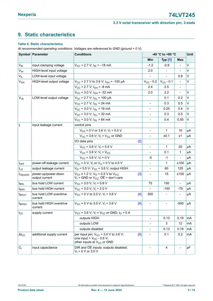 74LVT245PW,118 datasheet page 5