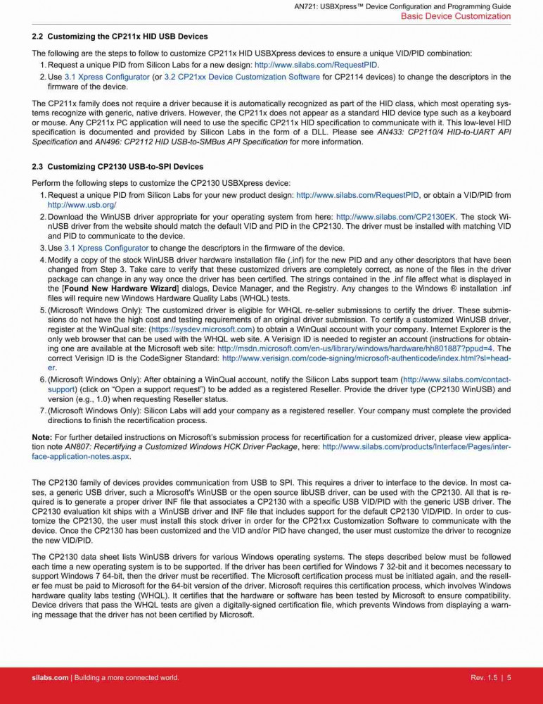 CP2130 documentation page 5