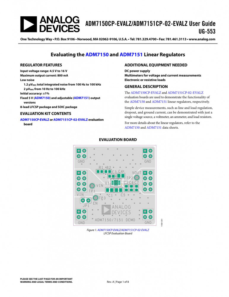 ADM7150CP-EVALZ documentation page 1