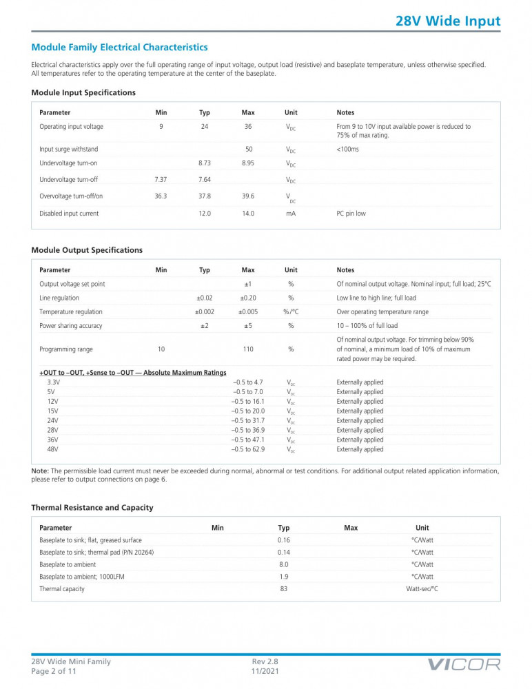 VICOR V28B5C75BN technical document page 2