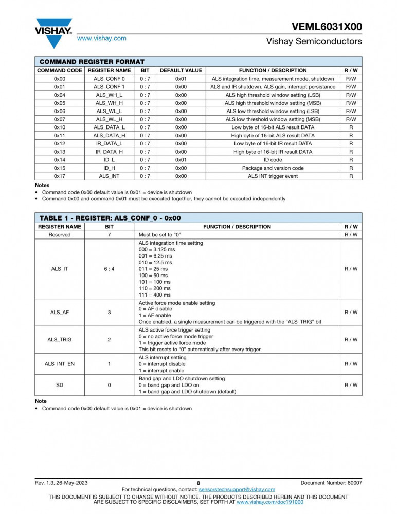 VEML60311X00 datasheet page 8