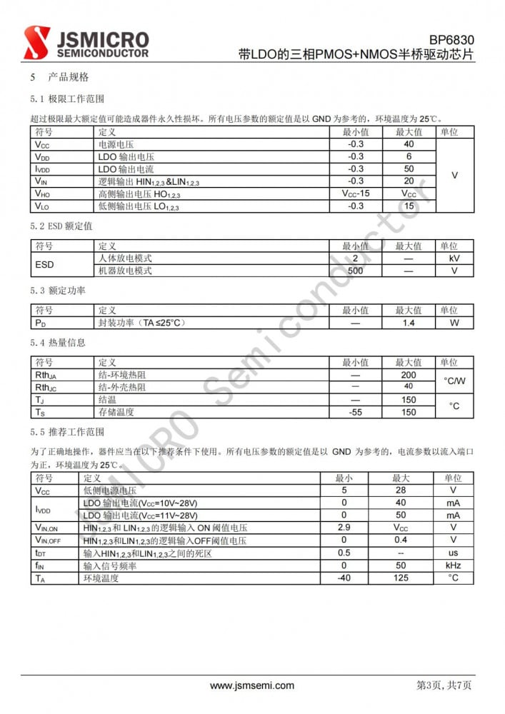 BP6830 datasheet page 3