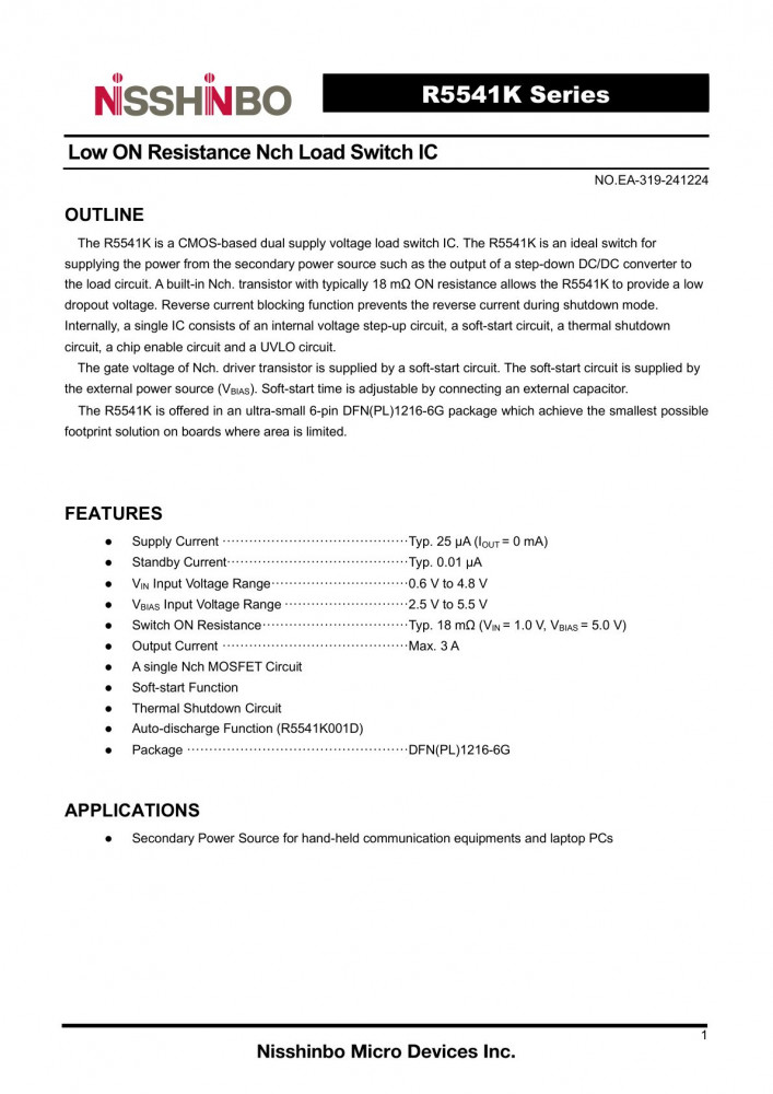 R5541K datasheet page 1