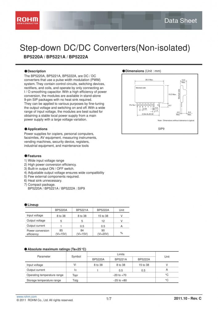BP5220A datasheet page 1