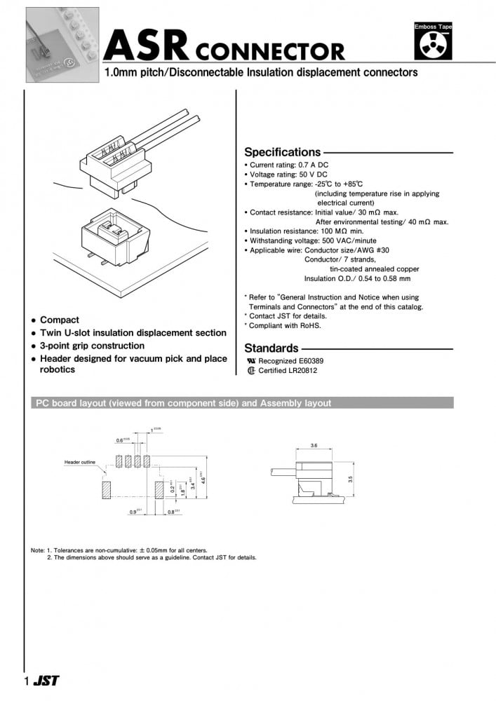 JST ASR series catalog page 1