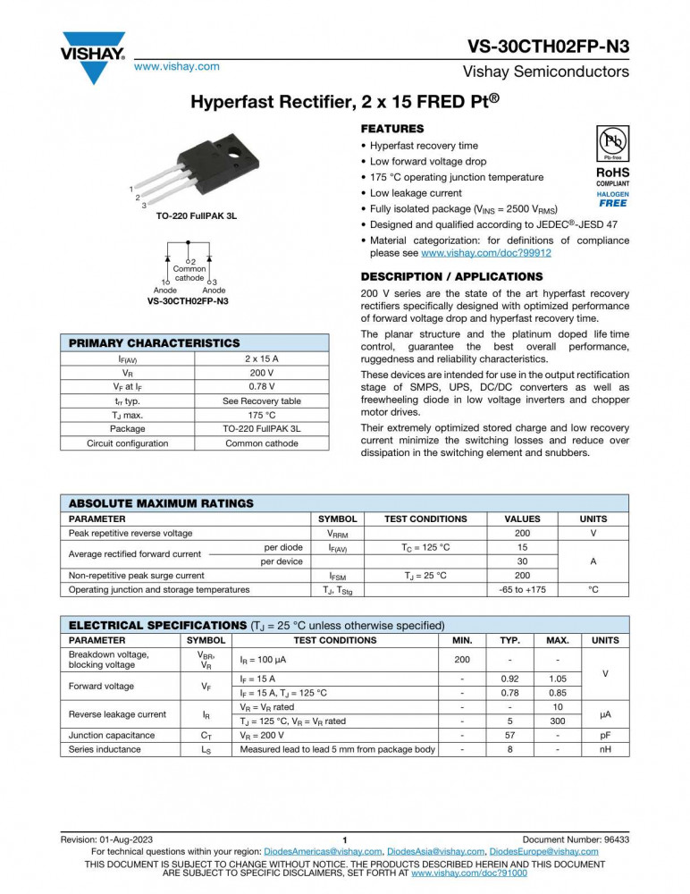 VS-30CTH02FP-N3 technical document page 1