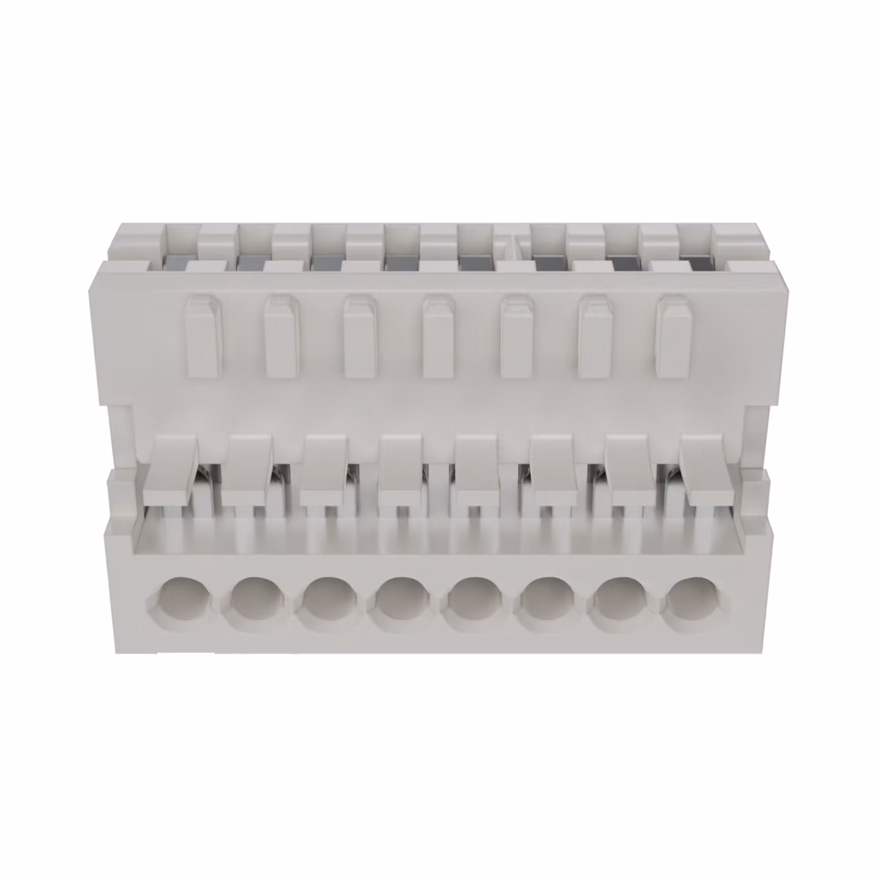 Appli-Mate RAST 2.5 IDT Housing, 2.50mm Pitch, Female, 8 Circuits, Beaded Terminal, Position Keys A & I Removed, Open Endwalls, Polarizing Rib Between Circuits 5 & 6 for sale