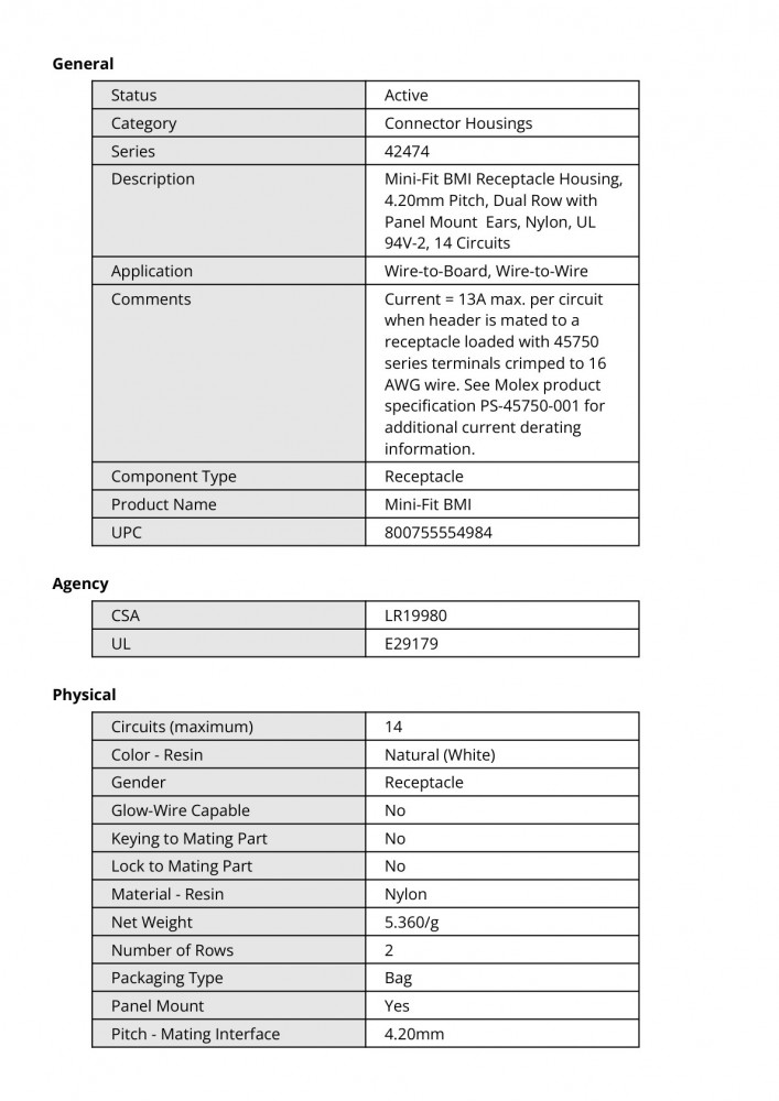 Mini-Fit Plus HCS technical document page 2