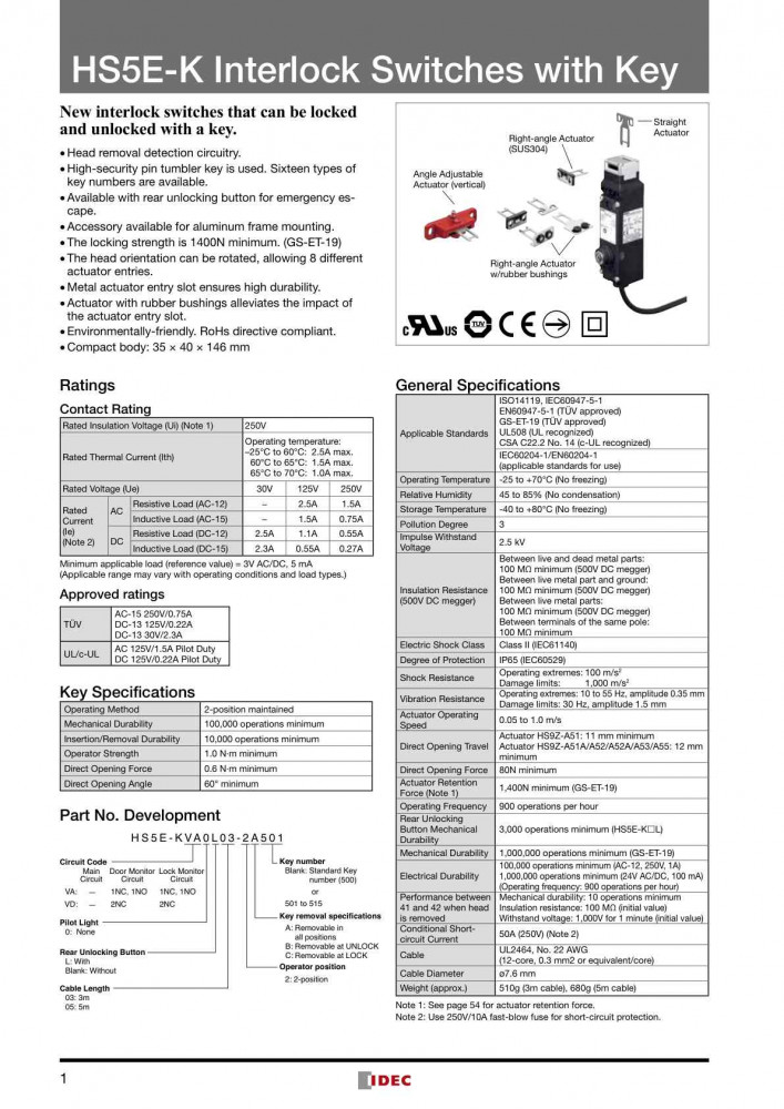 IDEC HS5E-K technical document page 1