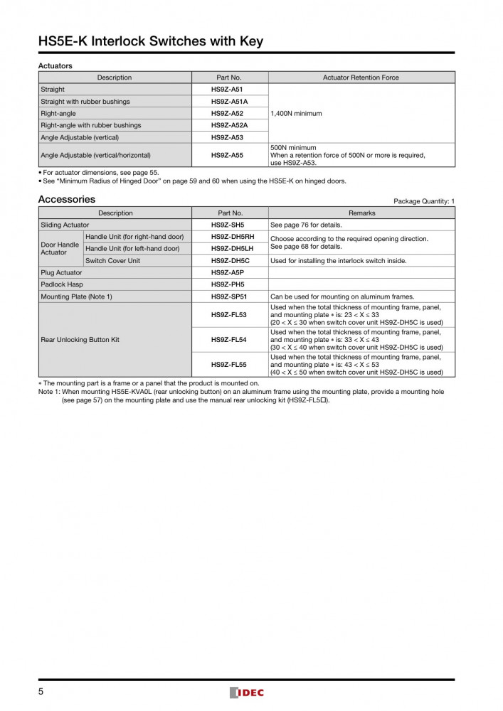 IDEC HS5E-K technical document page 5