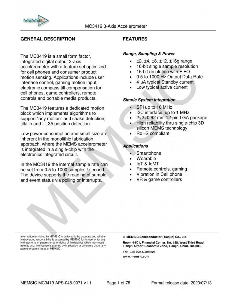 MC3419 datasheet page 1