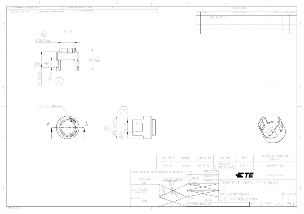TE Connectivity 2314189-3 controlled drawing page 2