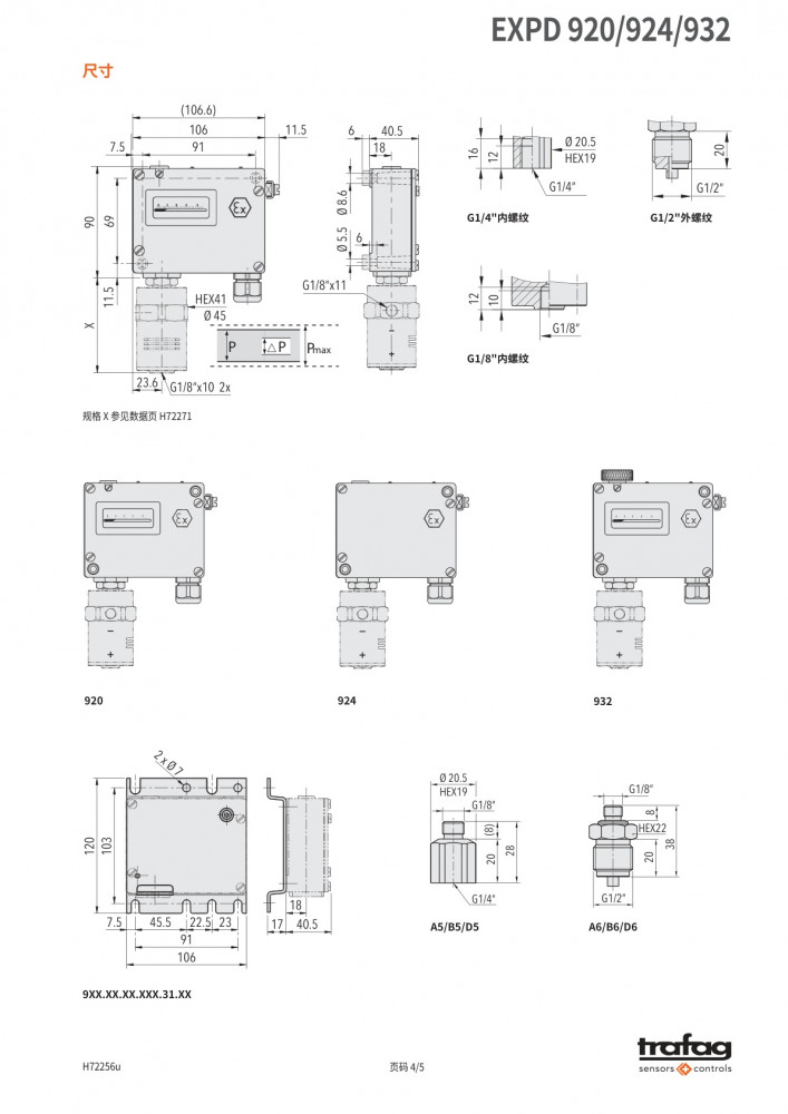 Trafag differential pressure switch document page 4