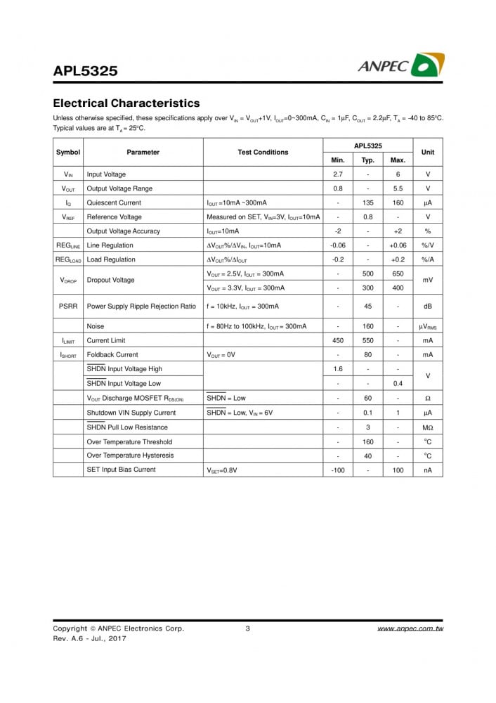APL5325 datasheet page 3