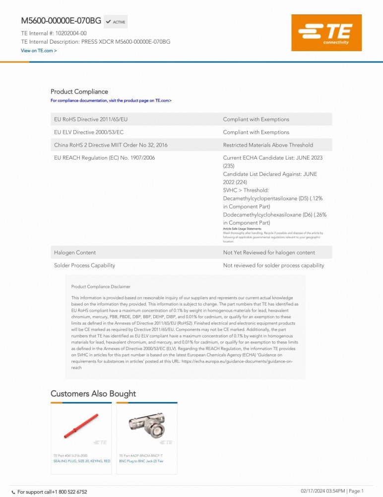 M5600 datasheet page 1