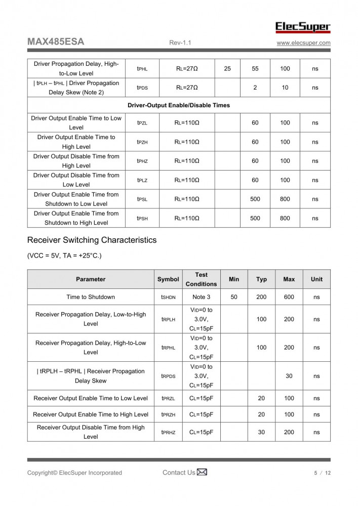 MAX485ESA datasheet page 5
