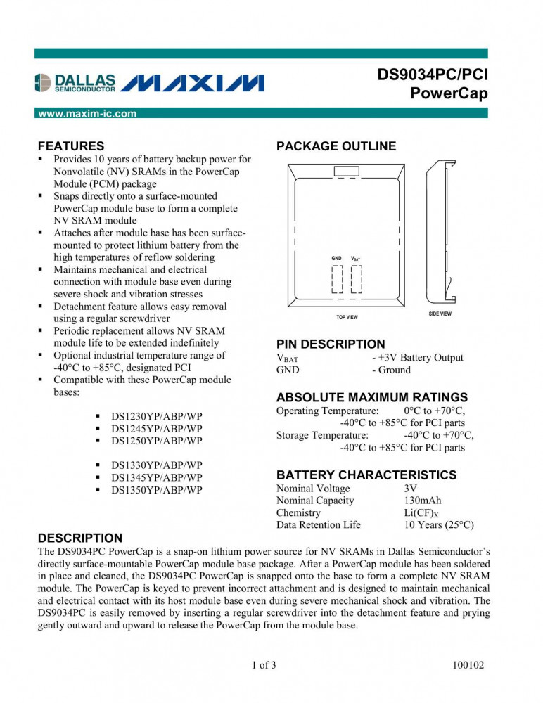 DS9034PC+ technical document page 1