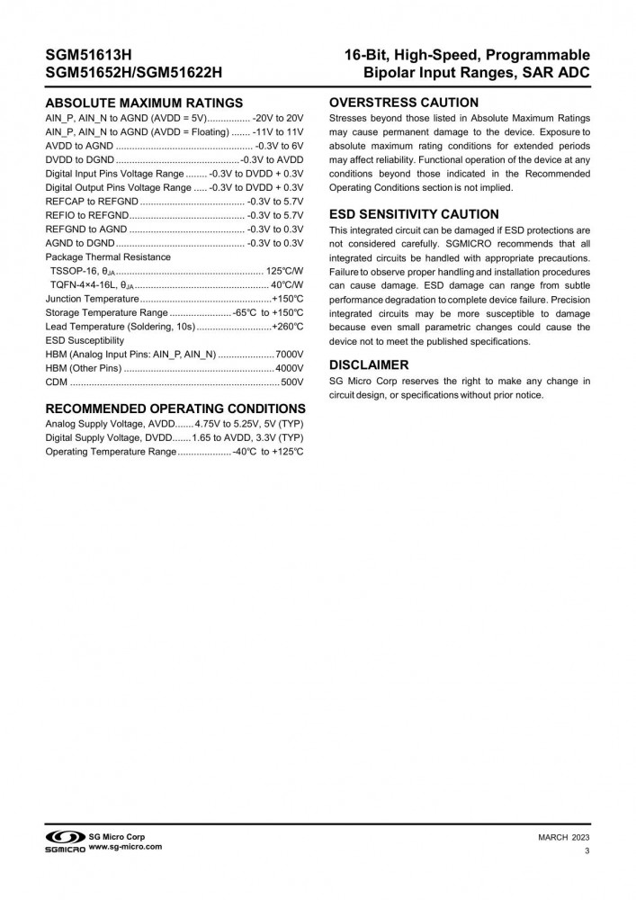 SGM51622H datasheet page 3