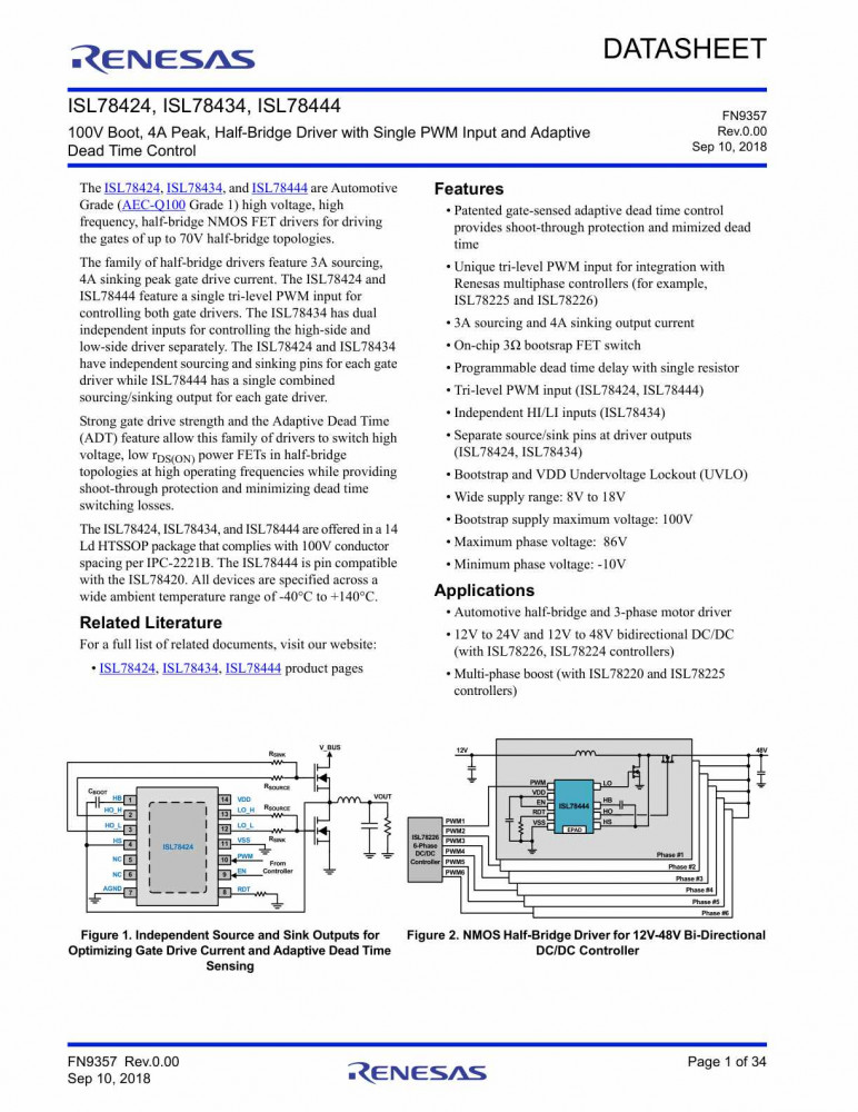ISL78444 datasheet page 1