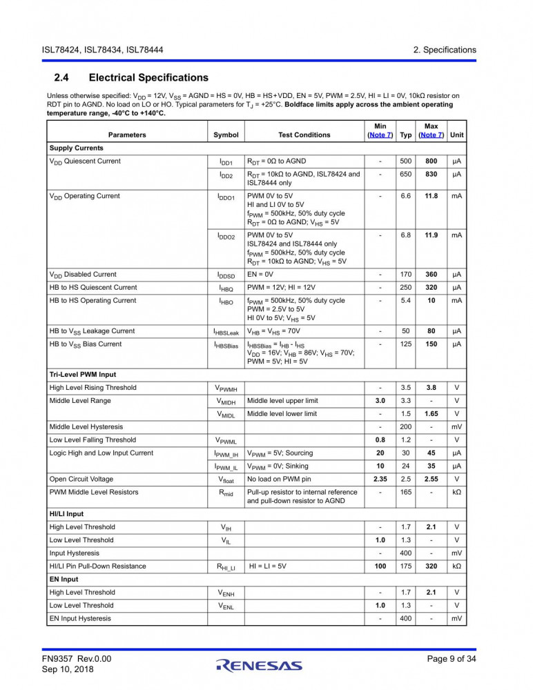 ISL78444 datasheet page 9