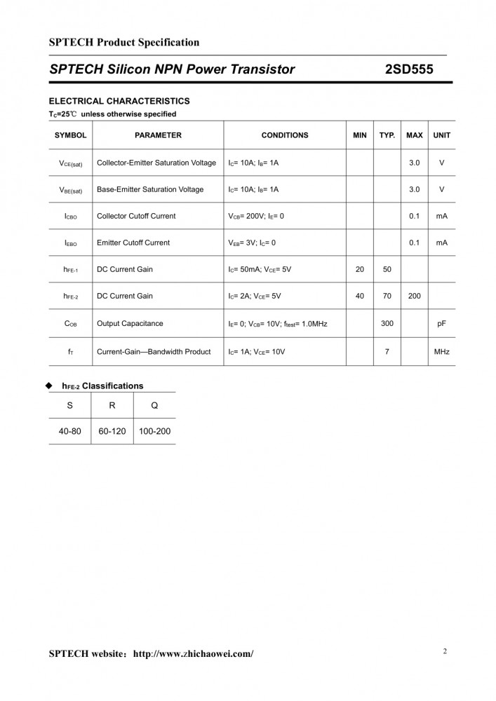 SPTECH 2SD555 datasheet page 2