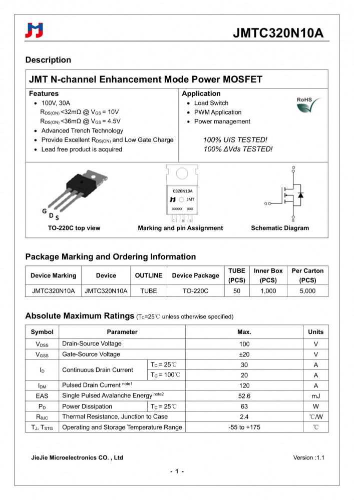 JMTC320N10A datasheet page 1