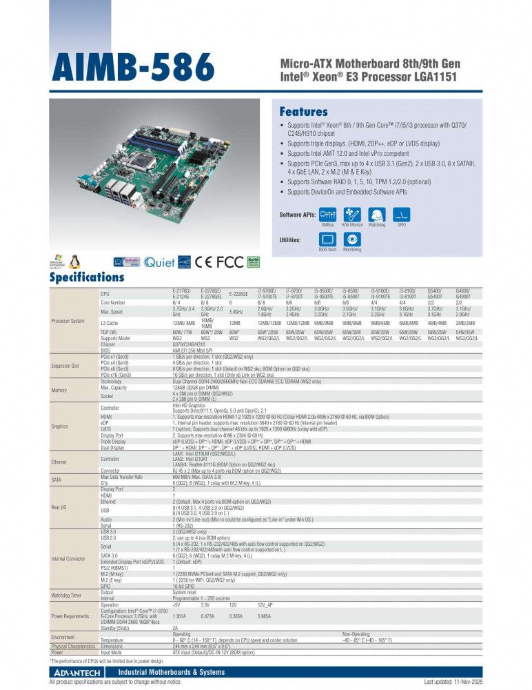 ADVANTECH AIMB-586 technical document page 1