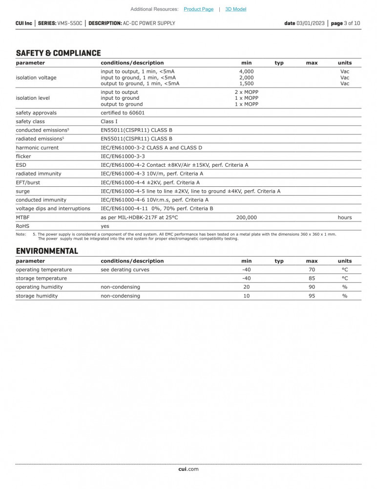 VMS-550C datasheet page 3