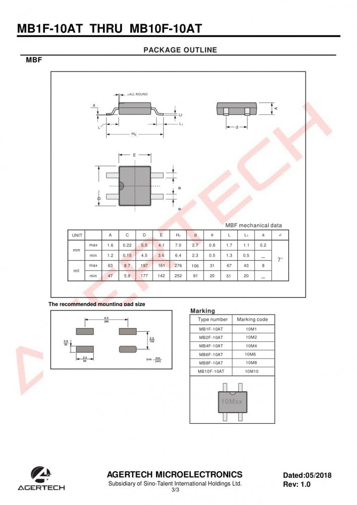 Agertech MB6F-10AT datasheet page 3