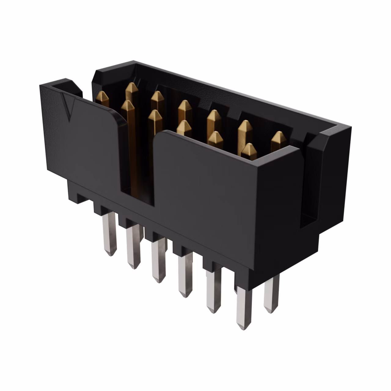 2.00mm Pitch, Milli-Grid PCB Header, Dual Row, Vertical, Through Hole, Shrouded, 12 Circuits, 0.38µm Gold (Au) Plating, 3.50mm Tail Length, Dual Side Slots, Center Polarization, with Peg, Tube for sale