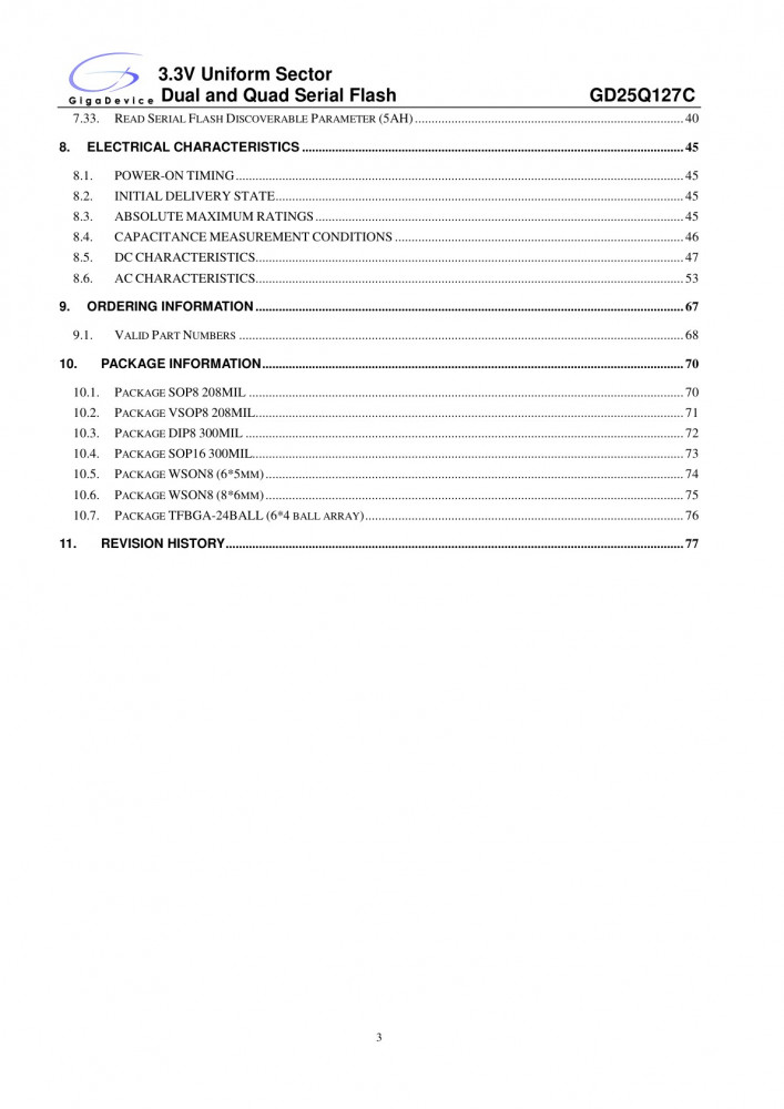 GD25Q127C datasheet page 3